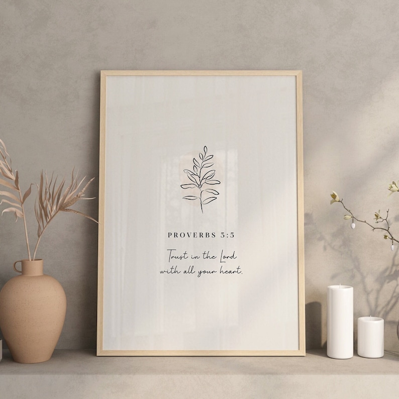 Proverbs 3:5 Bible Verse Wall Art, Minimalist Christian Wall Decor ...