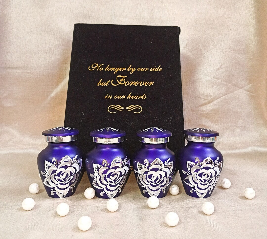 Purple Rose Urn, 4 Mini Keepsake Urns, Mini Keepsake Urn ,small Urn for ...