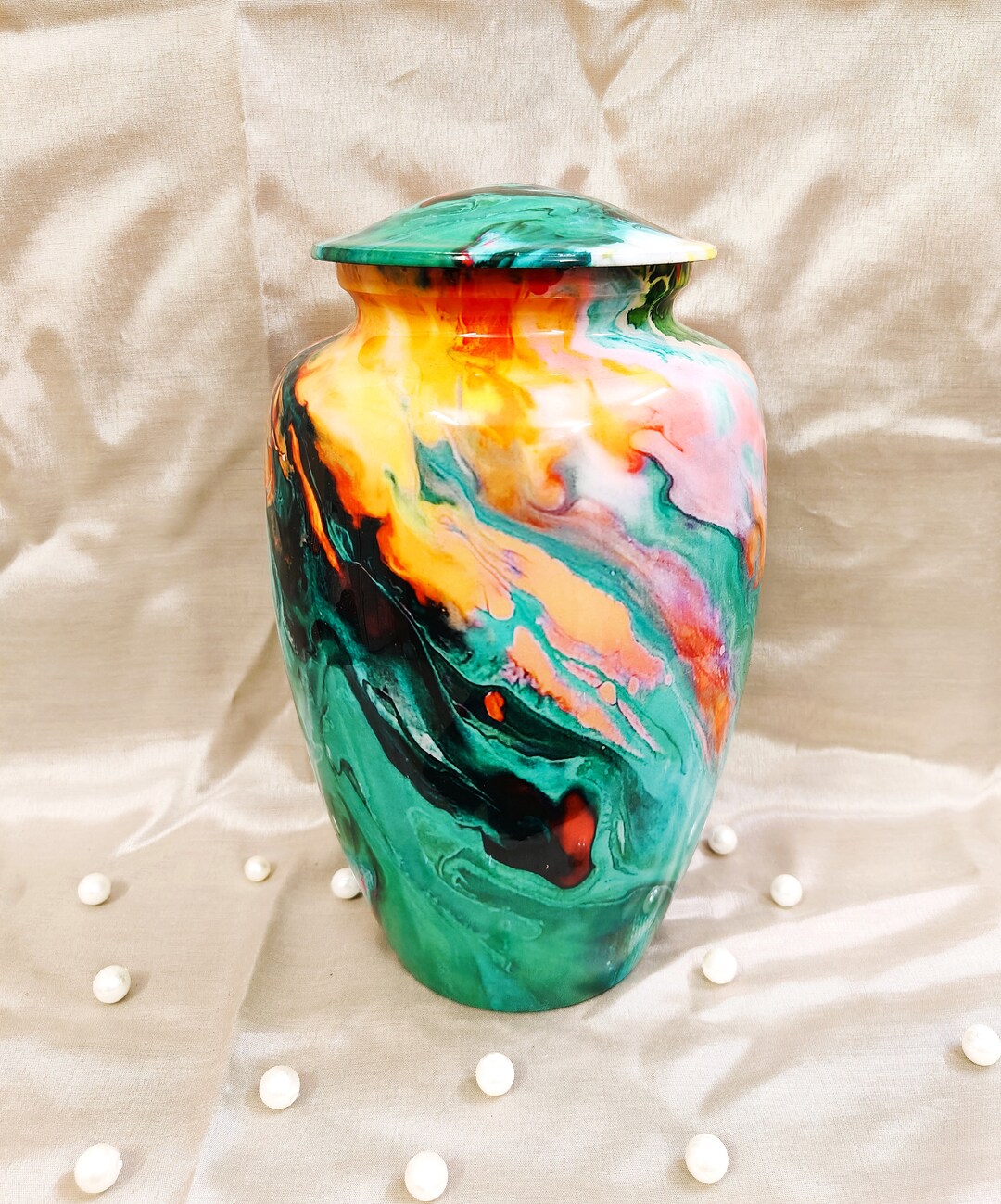 Urn for Human Ashes,green Rainbow Urn , Tie-die Urn,handmade Cremation ...