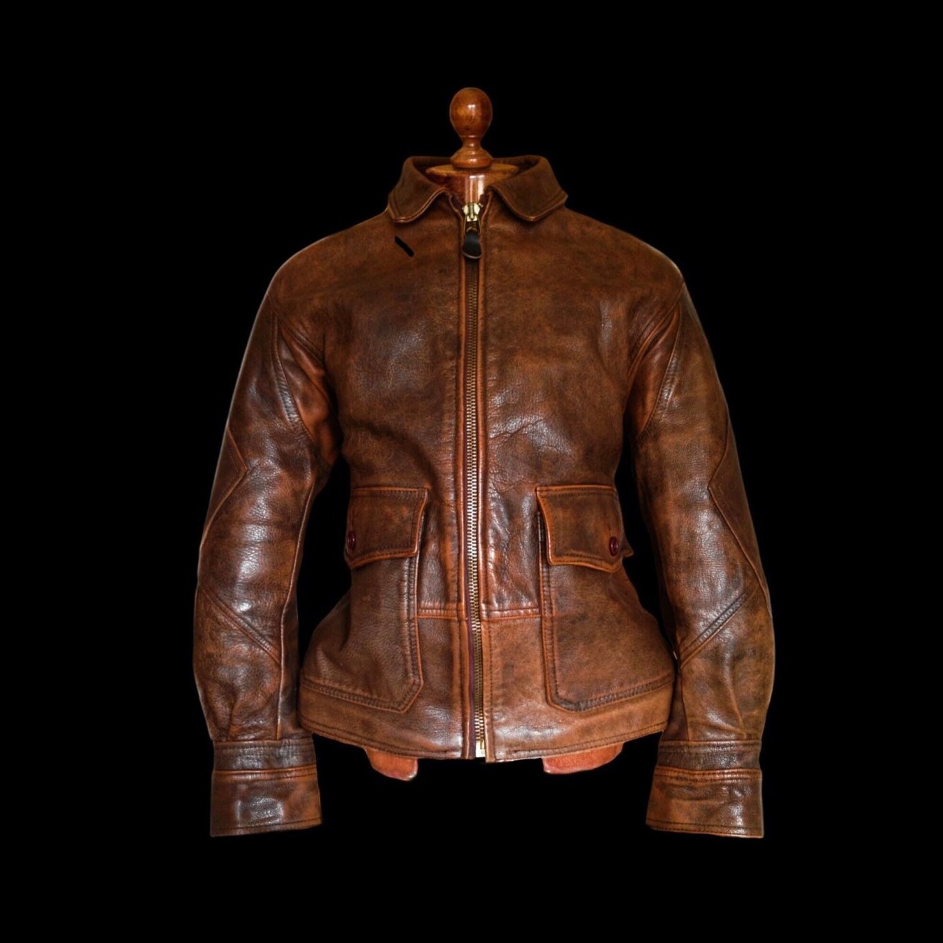 Vintage Style A2 Military Pilot 70s Distressed Tan Leather Jacket Men's ...