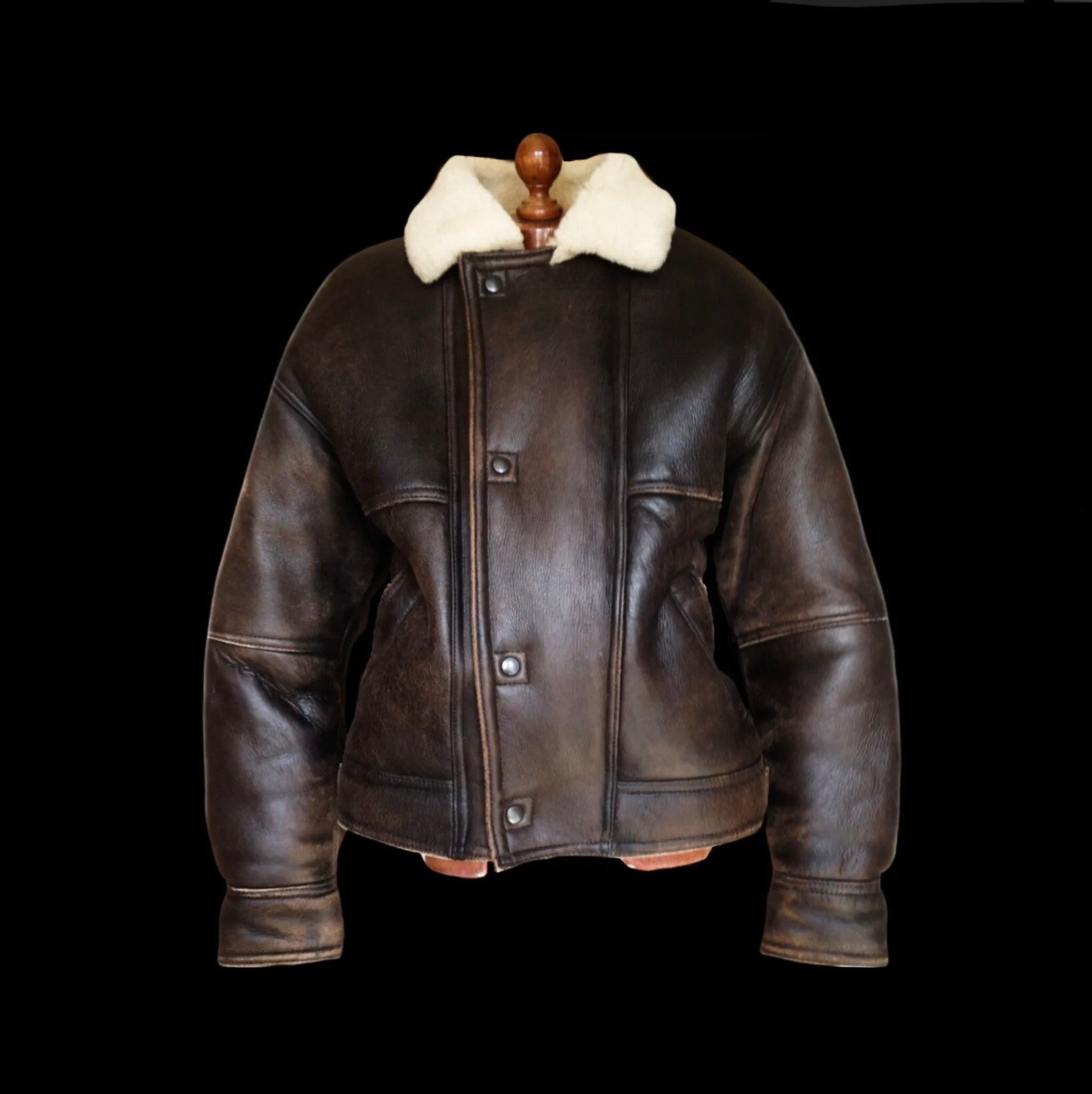 B3 Bomber Military Shearling Jacket Handmade Genuine Sheepskin Leather ...