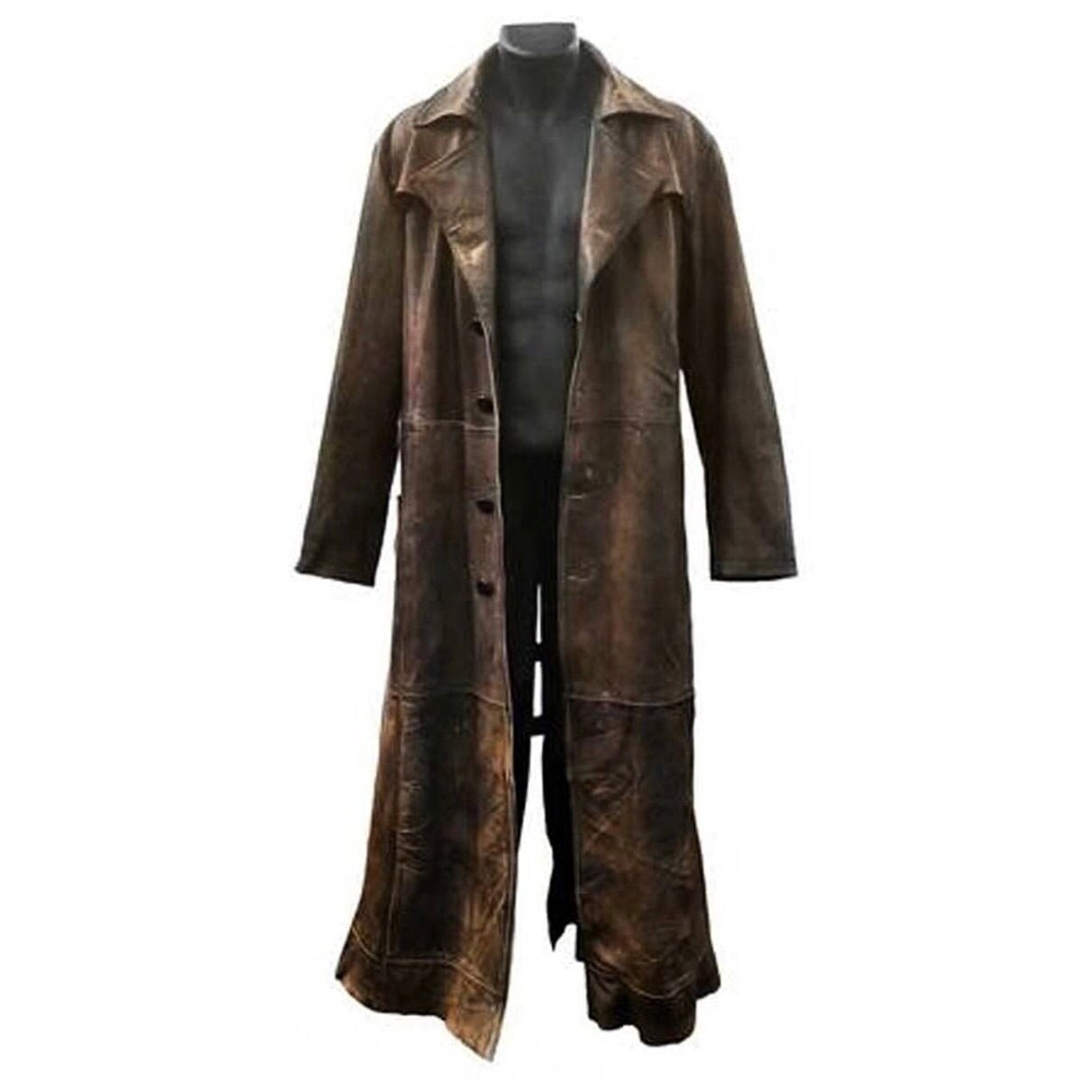 Vintage Brown Distressed Duster Comic Costume Long Coat Mens, Arkham ...