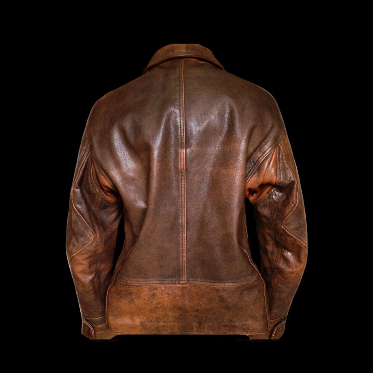 Vintage Style A2 Military Pilot 70s Distressed Tan Leather Jacket Men's ...