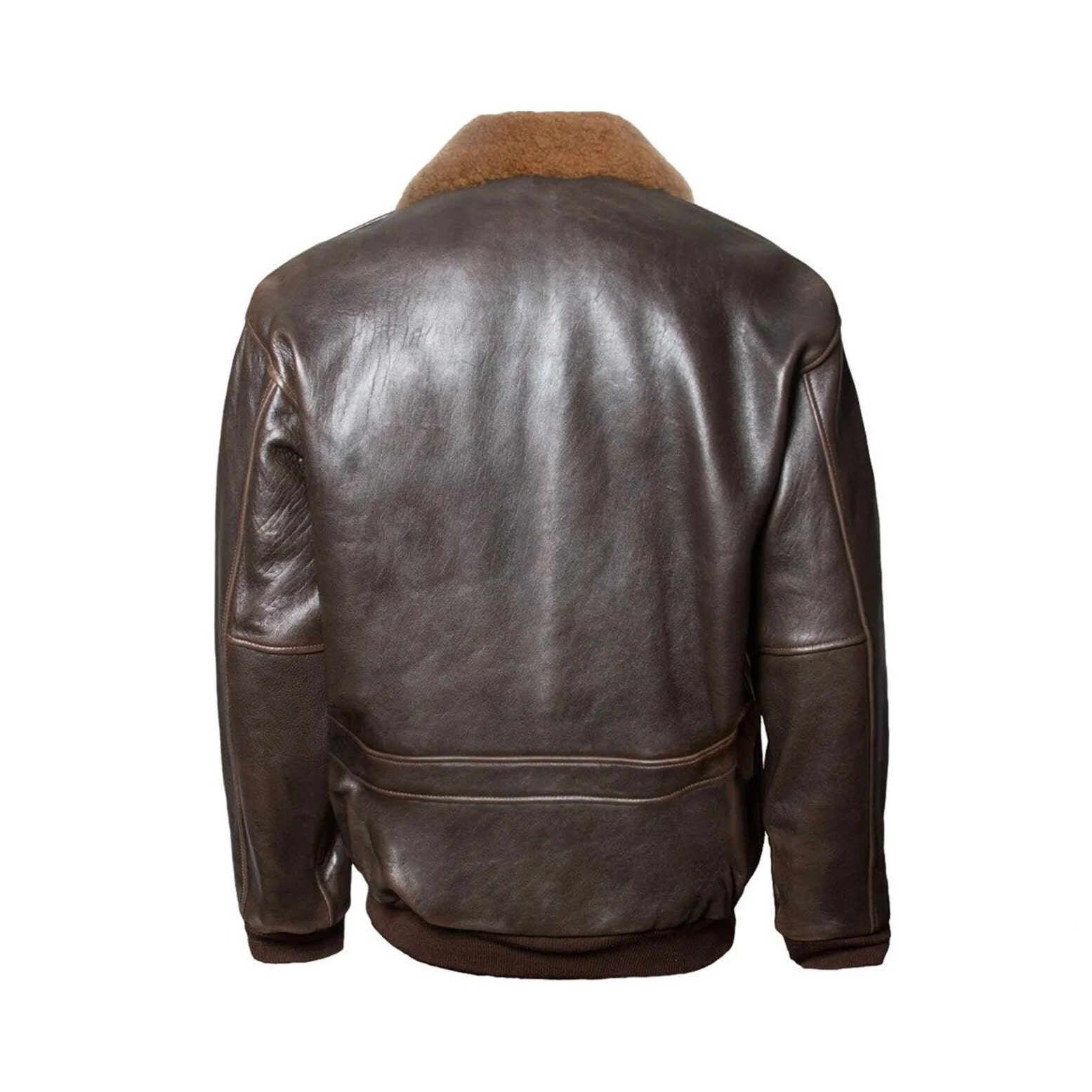 G1 Bomber Leather Jacket Detachable Fur Collar Brown Genuine Cowhide ...