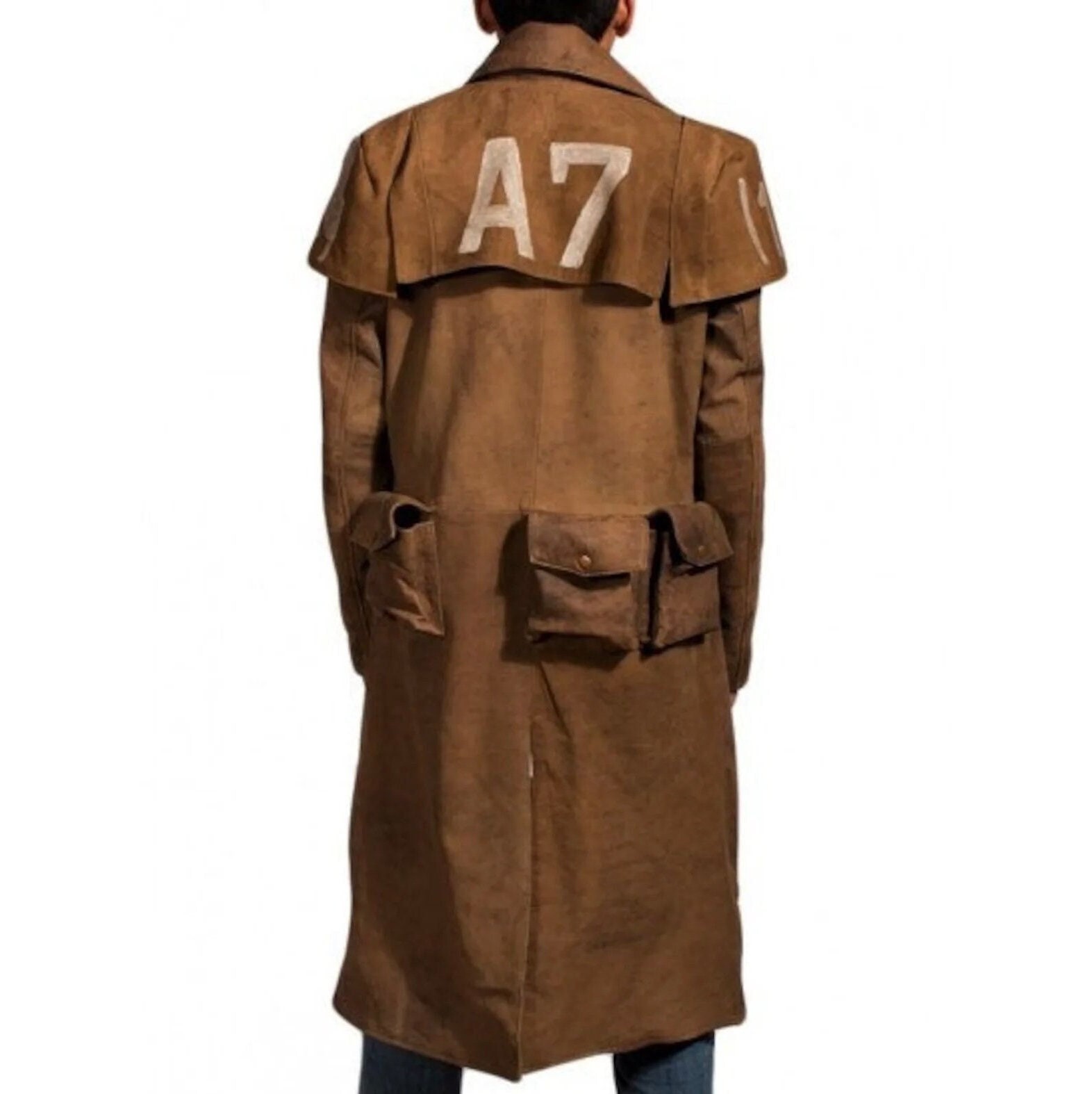 NCR Ranger A7 Duster Coat Brown Leather Long Jacket Men Ranger Veteran ...