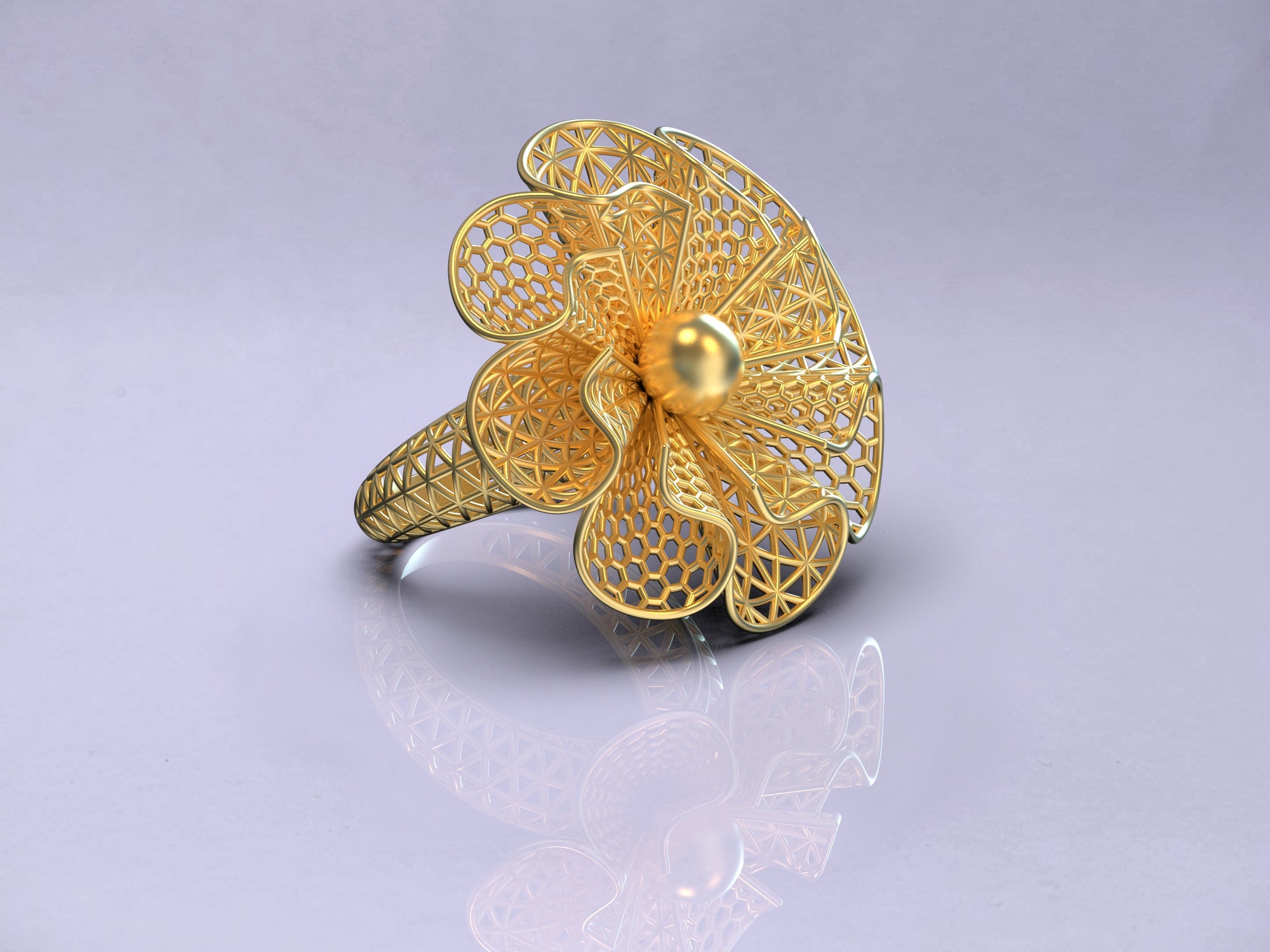 Floral Ring-flower Ring-bloom Ring-women's Ring-14k Gold Polish-925 ...