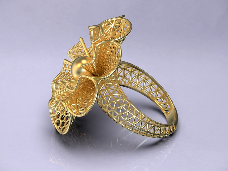 Floral Ring-flower Ring-bloom Ring-women's Ring-14k Gold Polish-925 ...