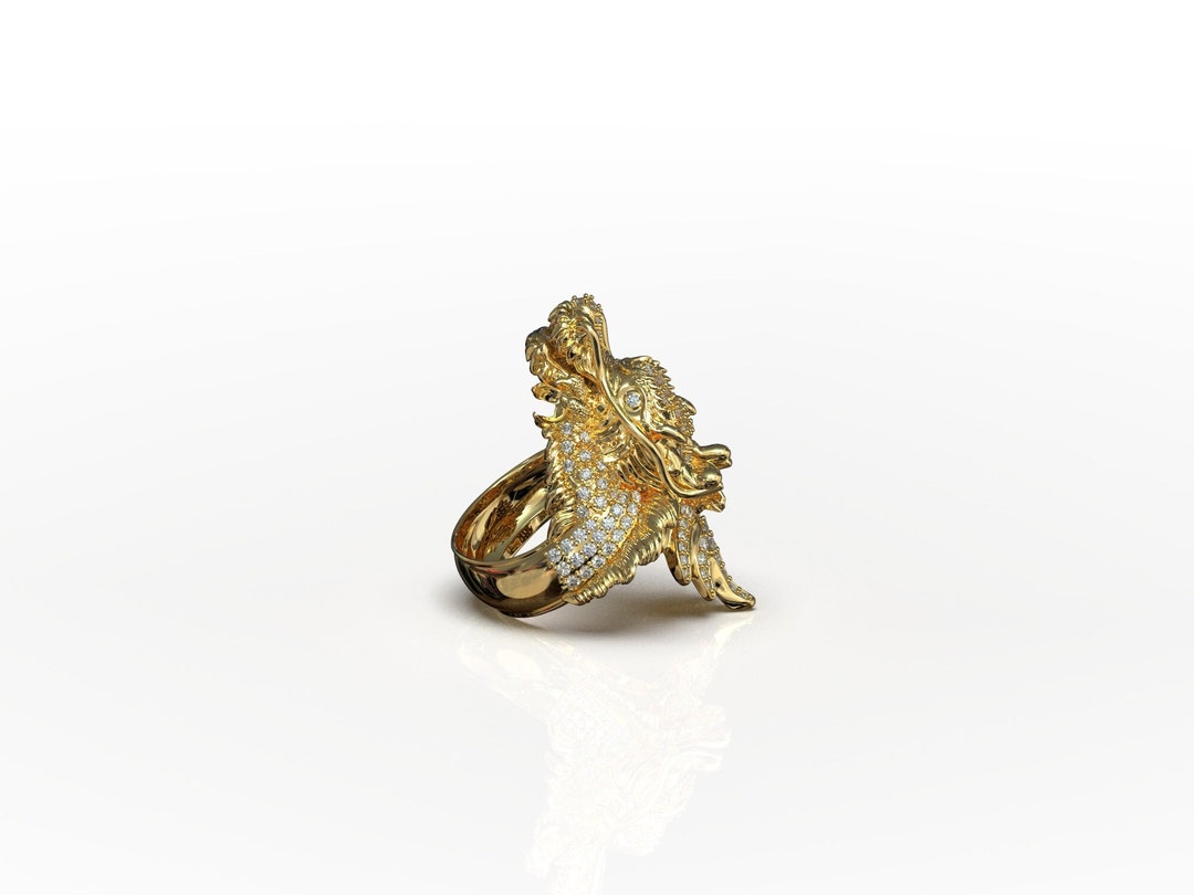 Dragon Ring-dragon Head Ring-chinese Dragon-stone Ring- Unisex Rings - Etsy