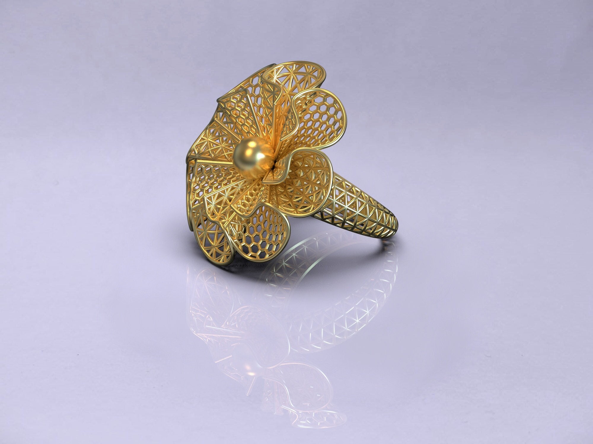 Floral Ring-flower Ring-bloom Ring-women's Ring-14k Gold Polish-925 ...