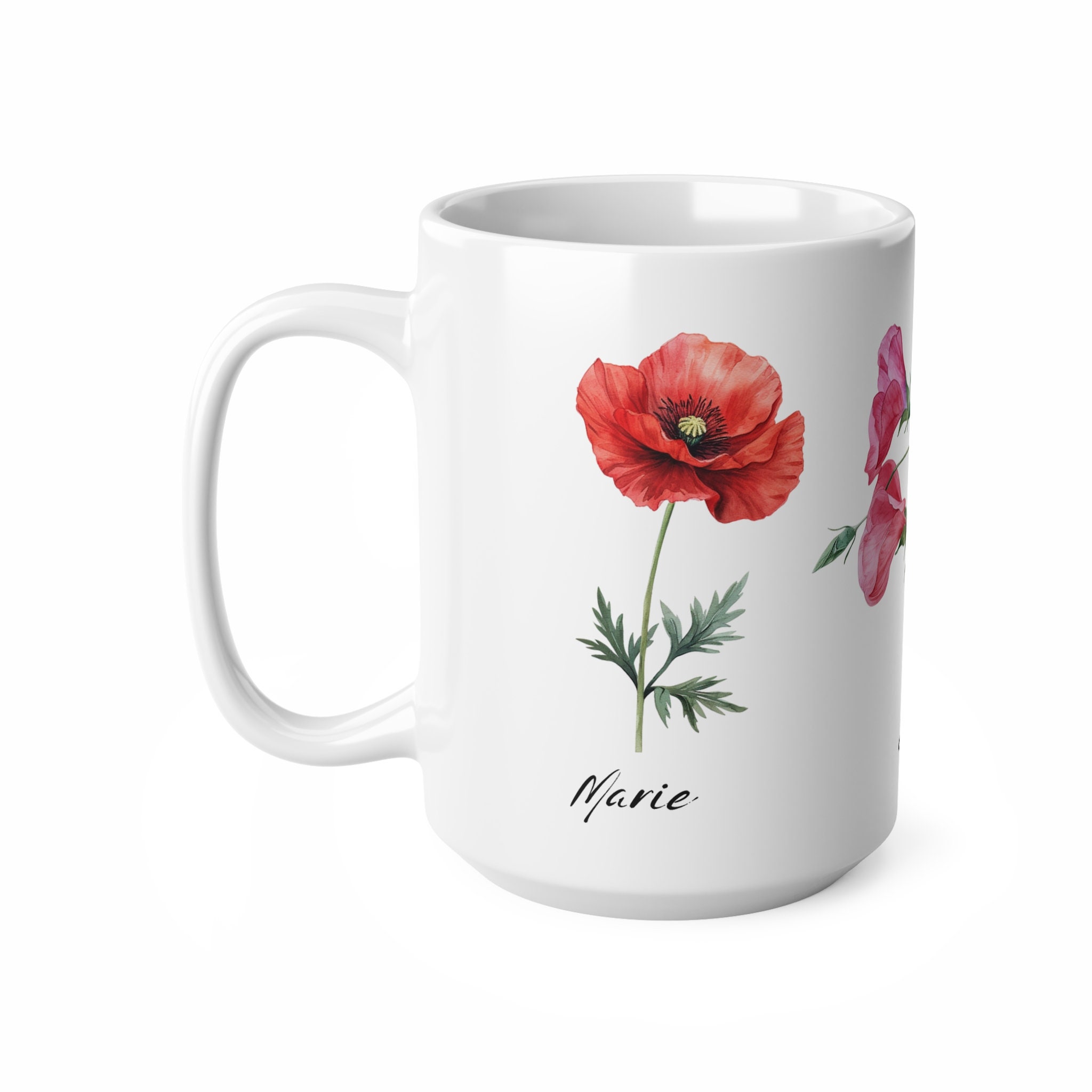 Custom Birth Flower Mug Personalized Flower Mug Birth Flower Mug