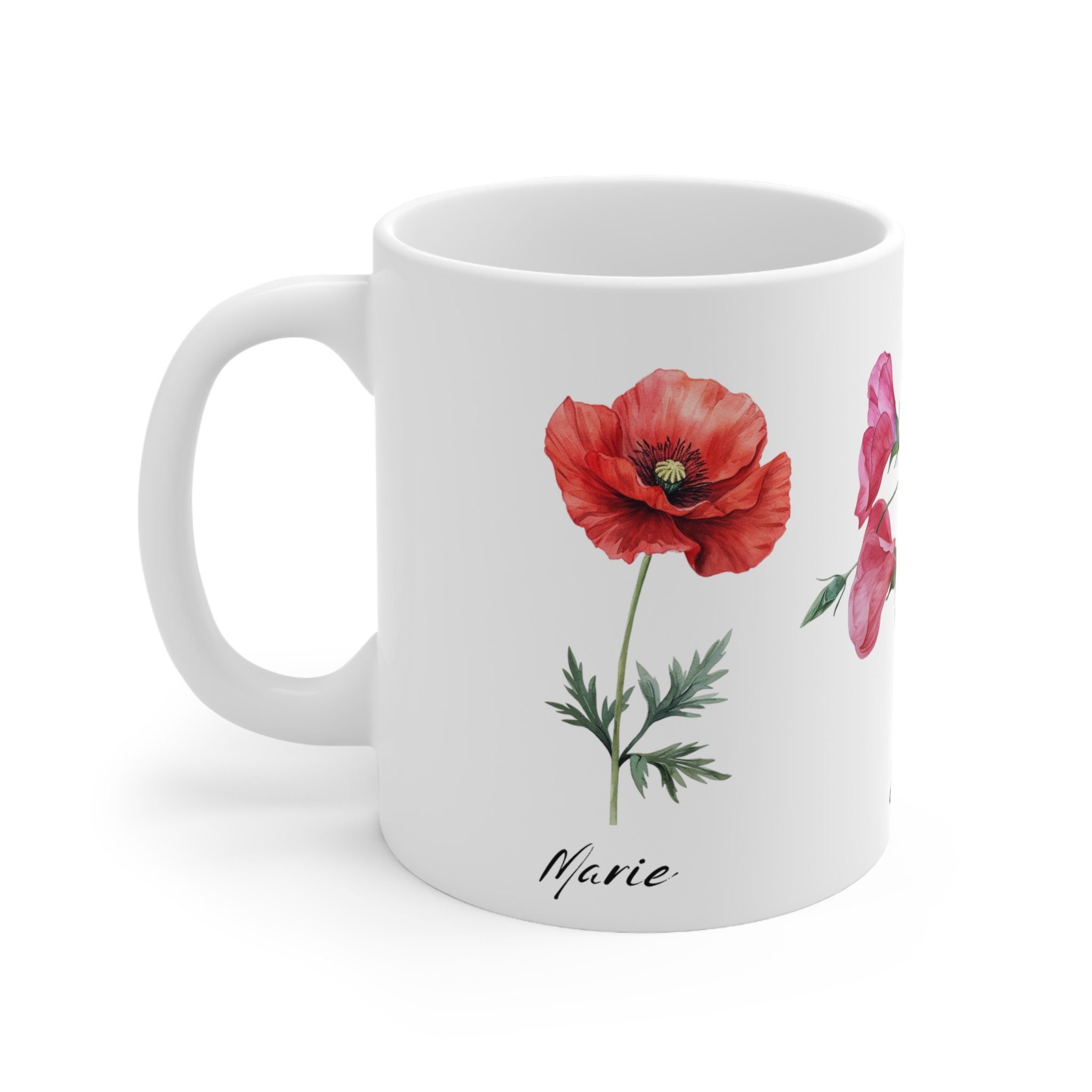 Custom Birth Flower Mug, Personalized Flower Mug, Birth Flower Mug ...