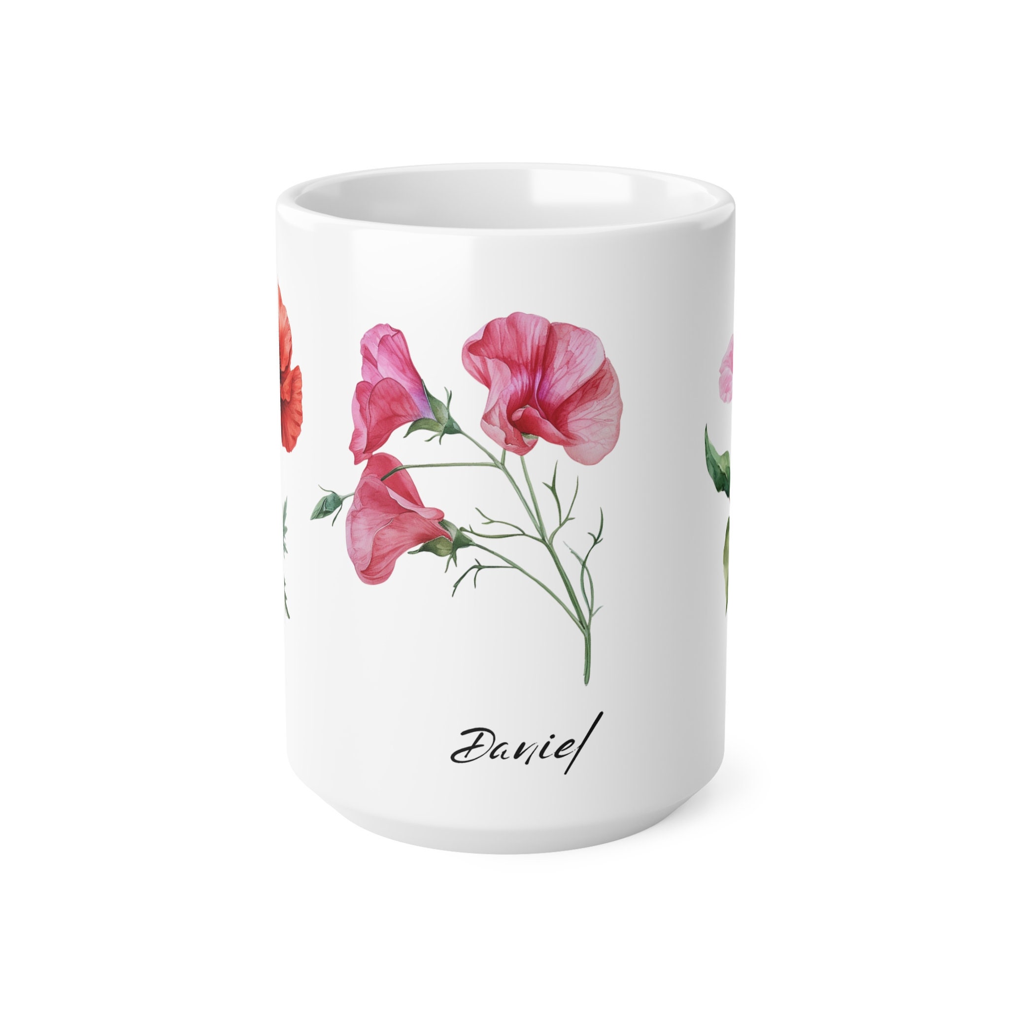 Custom Birth Flower Mug, Personalized Flower Mug, Birth Flower Mug ...