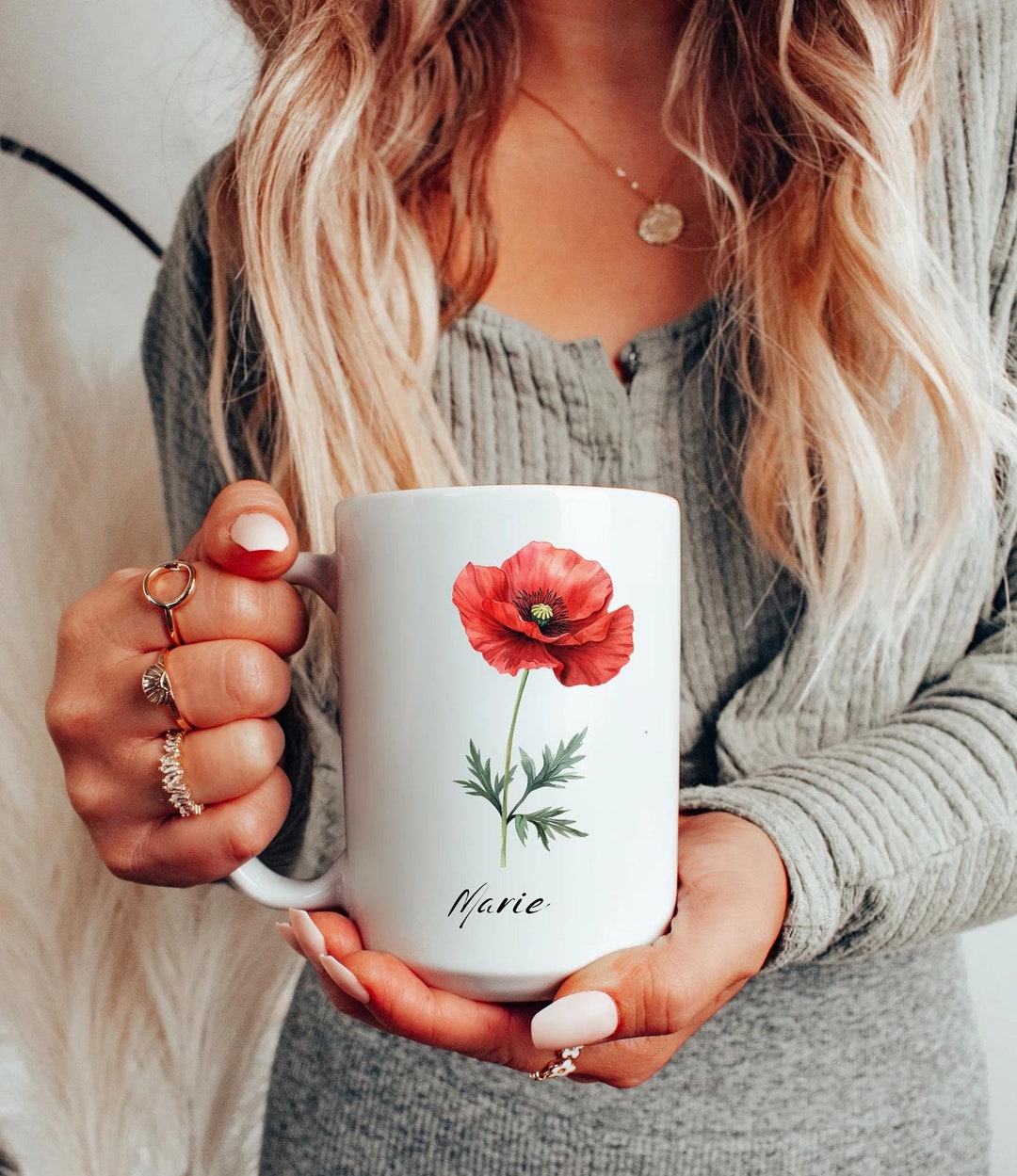 Custom Birth Flower Mug, Personalized Flower Mug, Birth Flower Mug ...