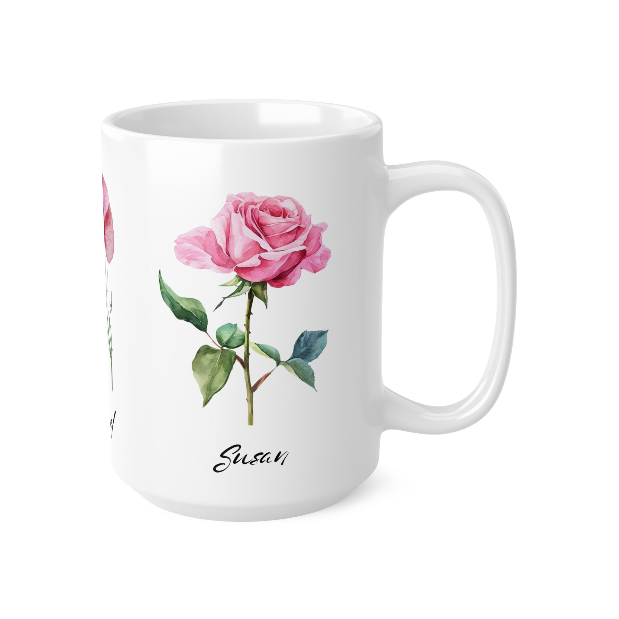 Custom Birth Flower Mug, Personalized Flower Mug, Birth Flower Mug ...
