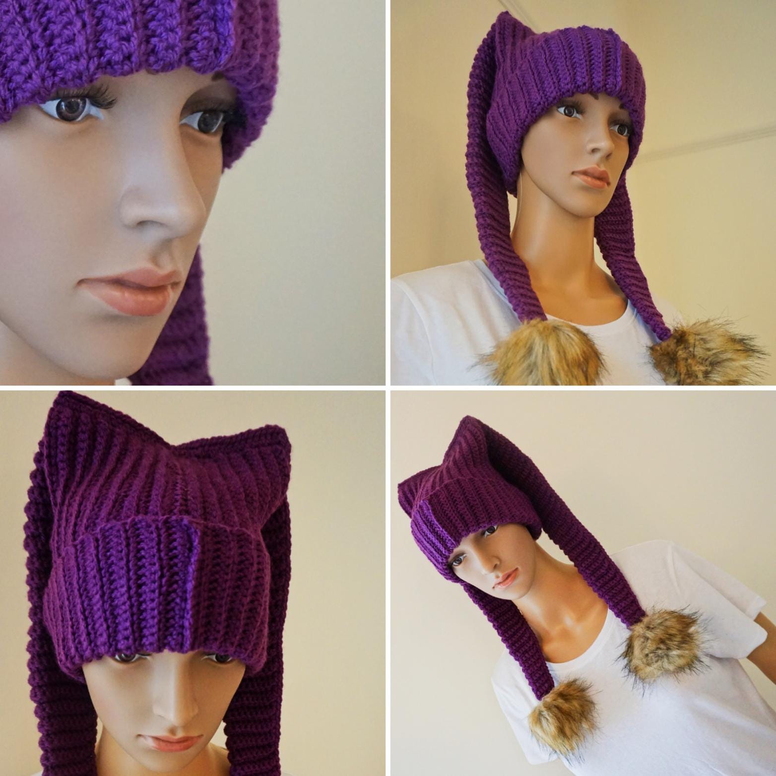 Custom Made Twofaced Jester Hat/ Crochet Hat/ Crochet Beanie/ Crochet ...