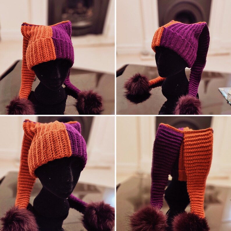 Custom Made Twofaced Jester Hat/ Crochet Hat/ Crochet Beanie/ Crochet ...