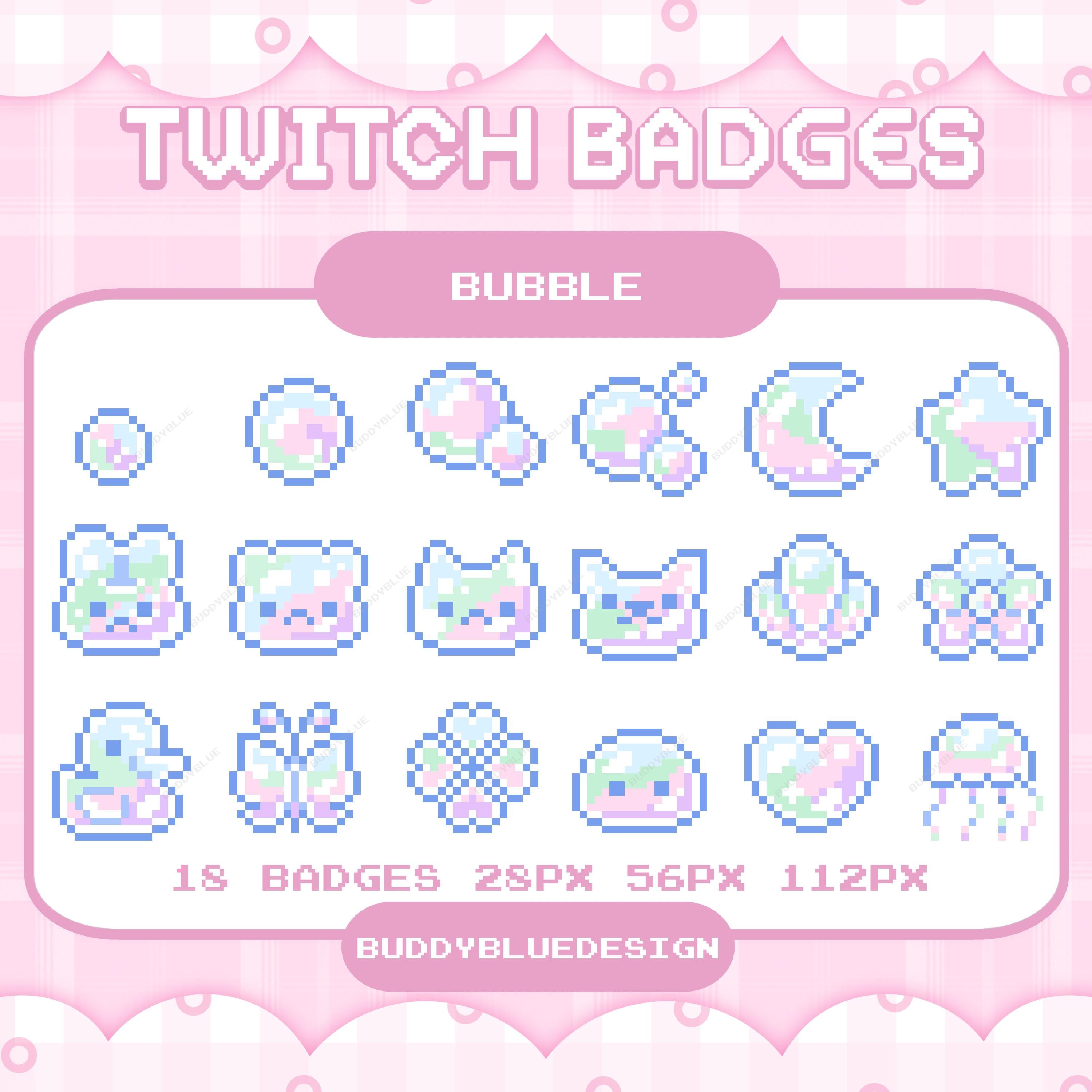 Bubble Twitch Sub Badges,bubble Pastel Cute Pixel,bubble Bit Badges ...