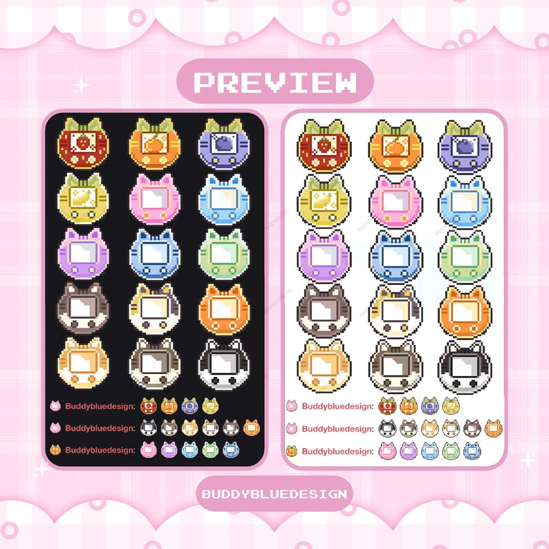Tamagotchi Pixel Twitch Sub Bit Badges,cat Tamagotchi Pixel, Kitty ...