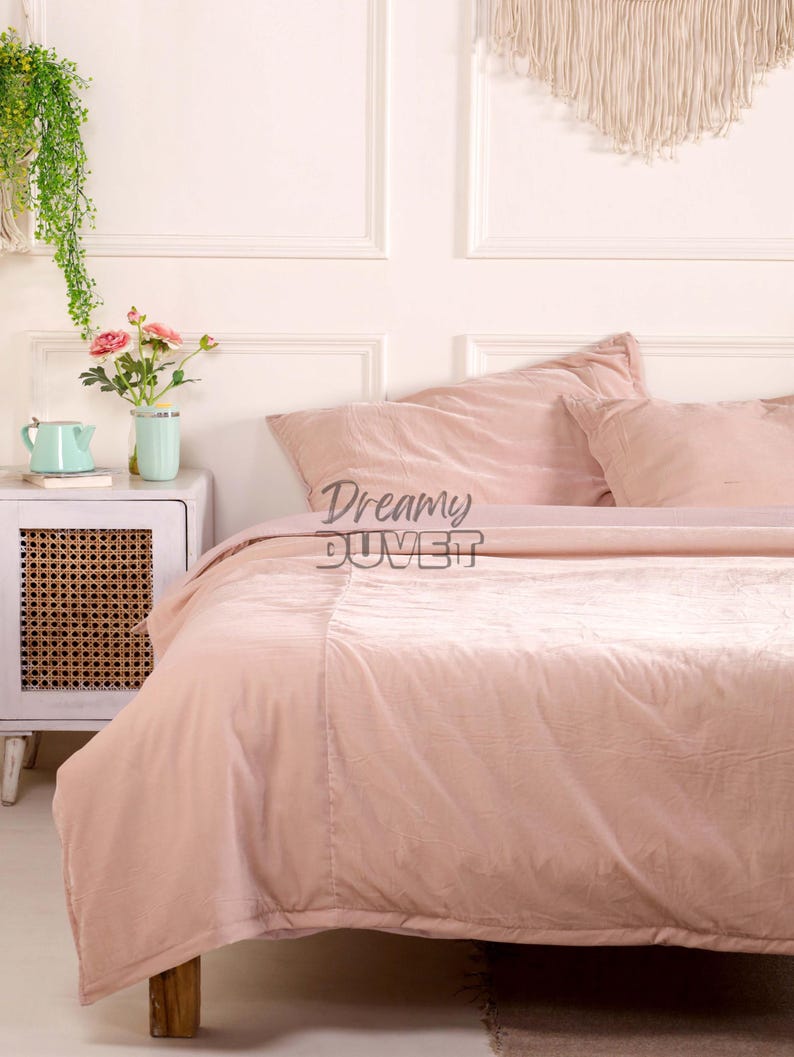 Dusty Pink Velvet Duvet Cover, Set Bedding Donna Cover, Velvet ...