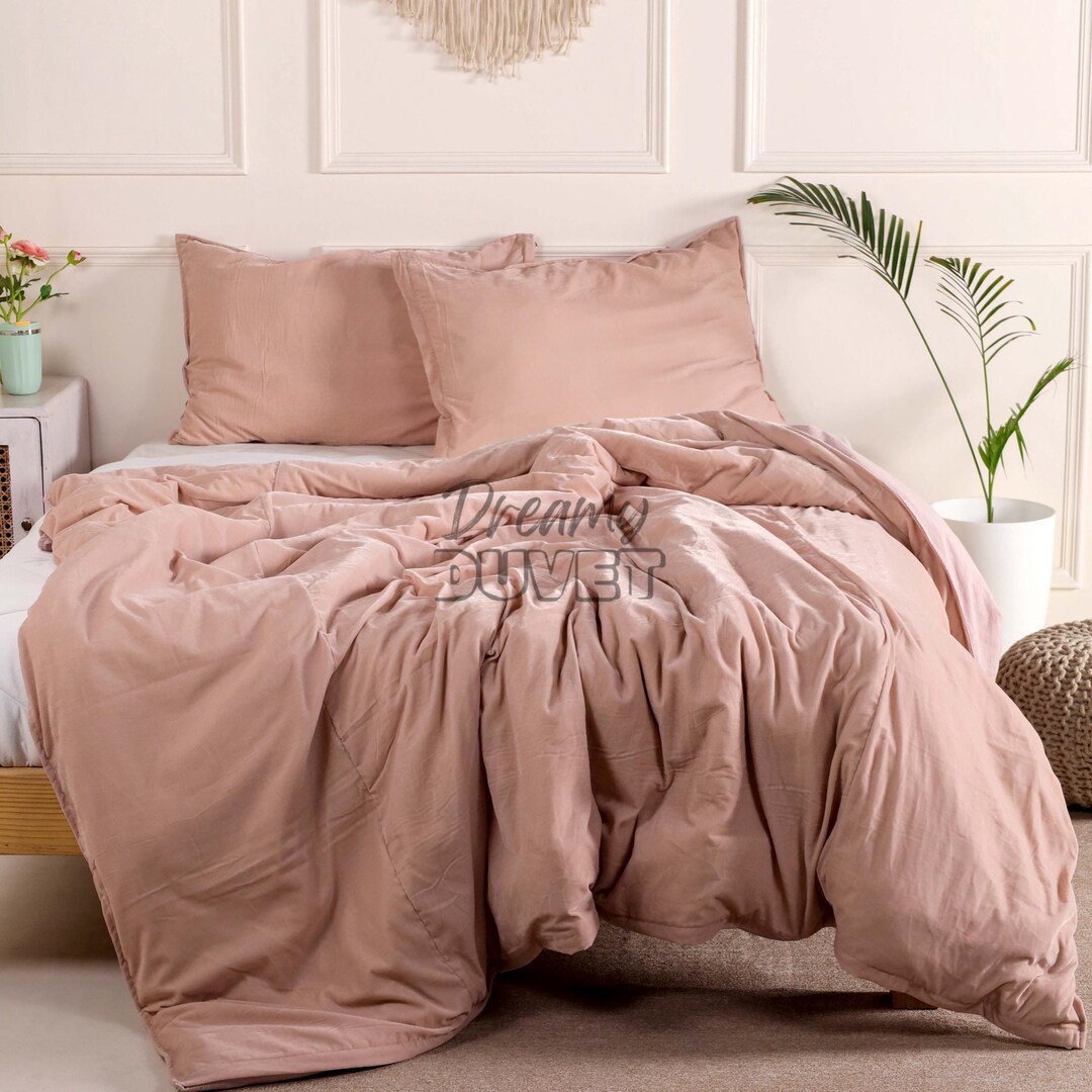 Dusty Pink Velvet Duvet Cover, Set Bedding Donna Cover, Velvet ...
