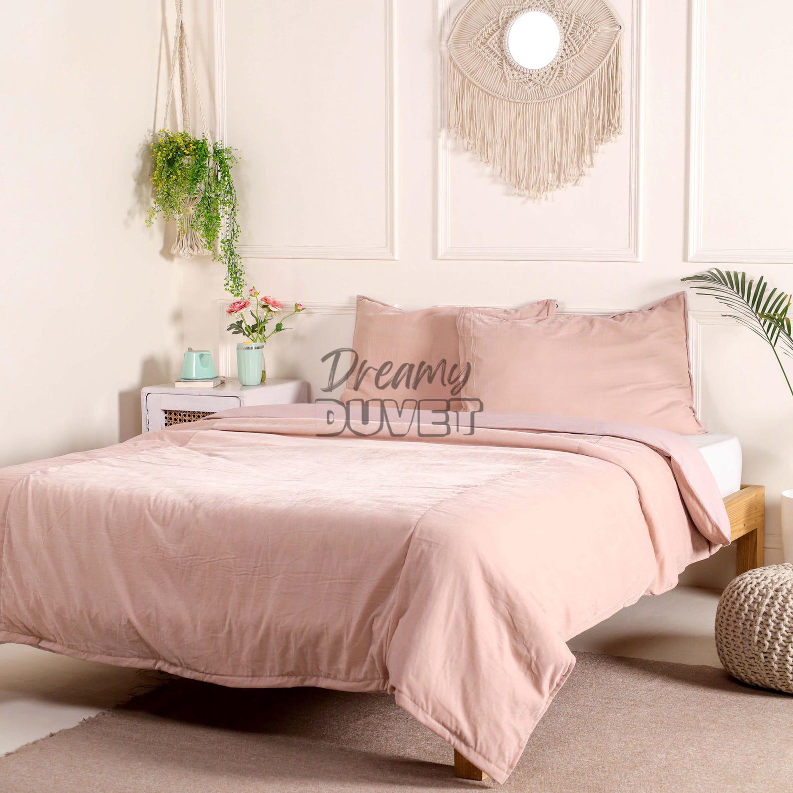 Dusty Pink Velvet Duvet Cover, Set Bedding Donna Cover, Velvet ...