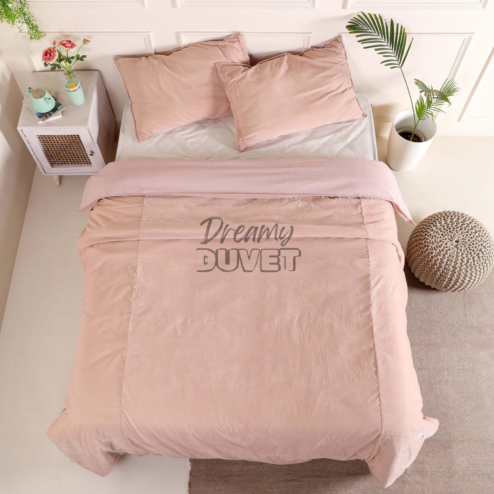 Dusty Pink Velvet Duvet Cover, Set Bedding Donna Cover, Velvet ...