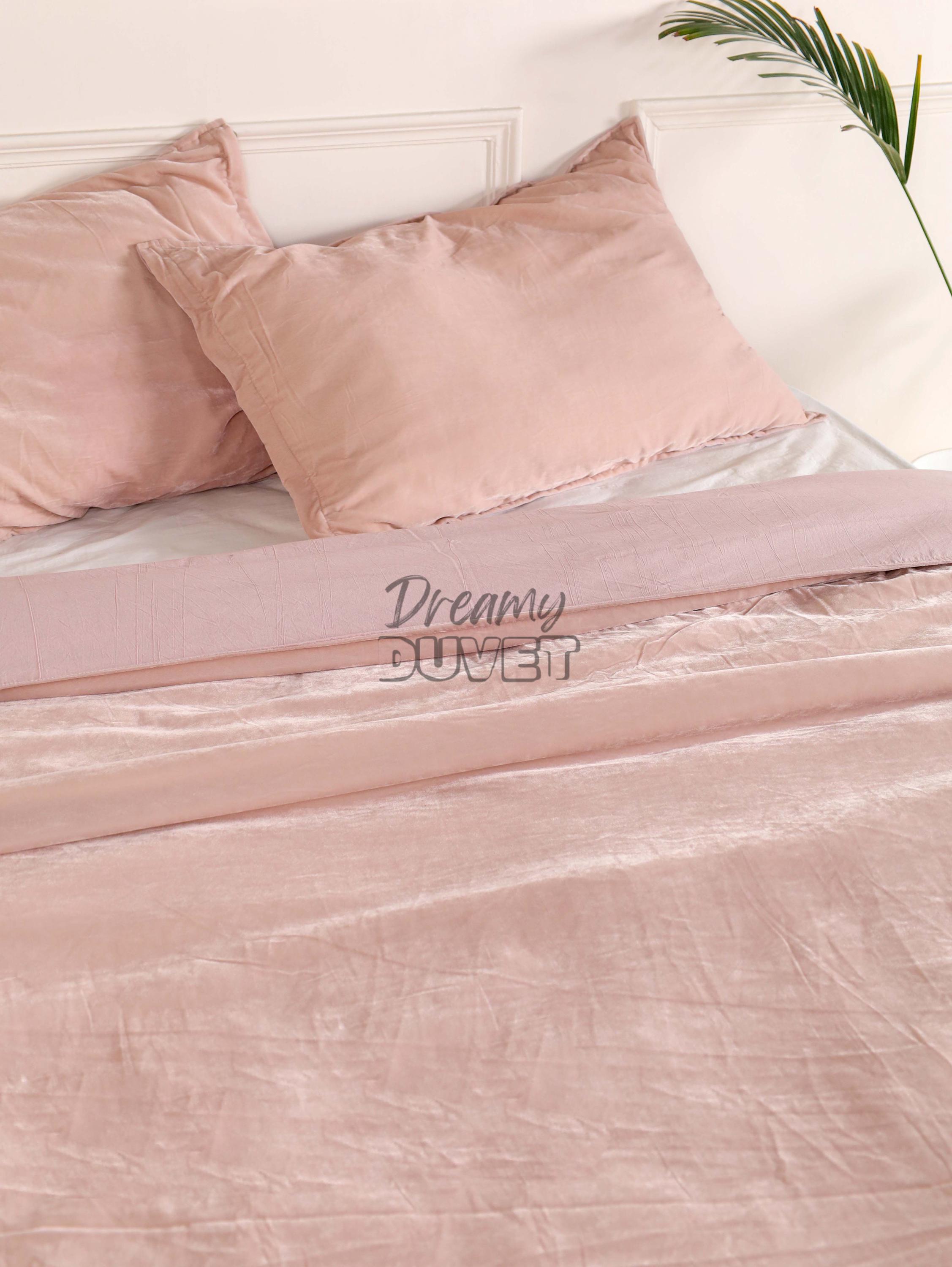 Dusty Pink Velvet Duvet Cover, Set Bedding Donna Cover, Velvet ...