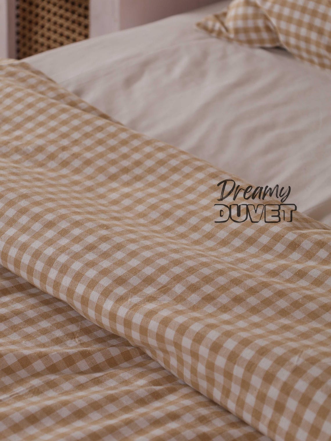 Gingham Bohemian Duvet Cover Queen Checked Bedding Set - Handmade Gauze ...
