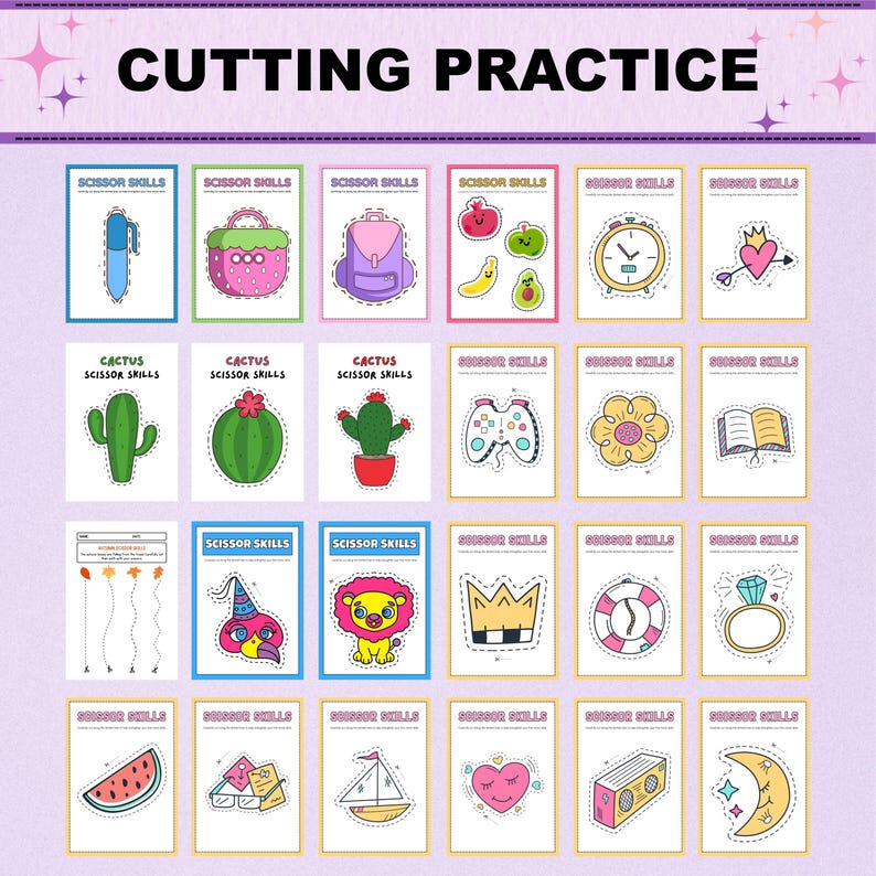 145+ Prek Scissor Skills Printable - Cut and Paste Activity Pages for ...