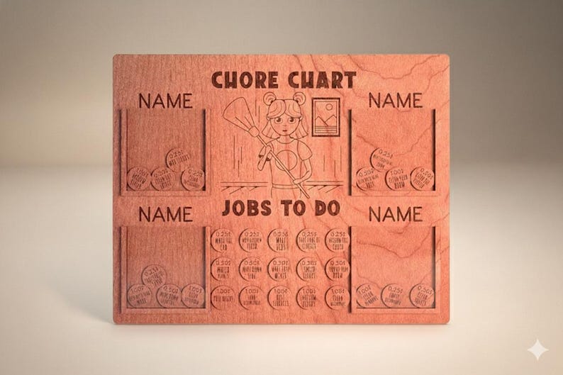 Personalized Kids Chore Chart Laser Cut Files, Family Reward System ...