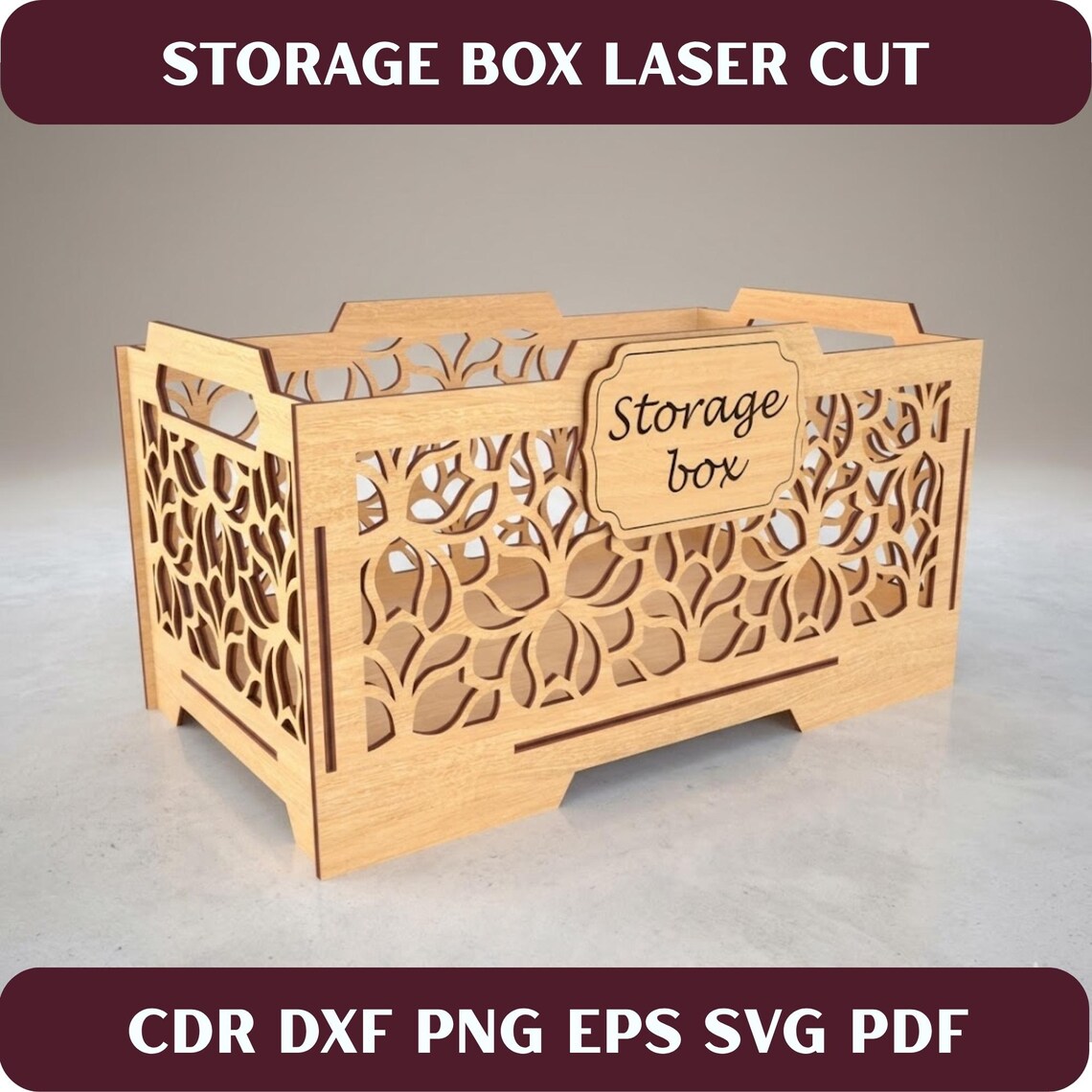 Decorative Storage Box SVG Bundle, Laser Cut Crate DXF, Ornamental Desk ...
