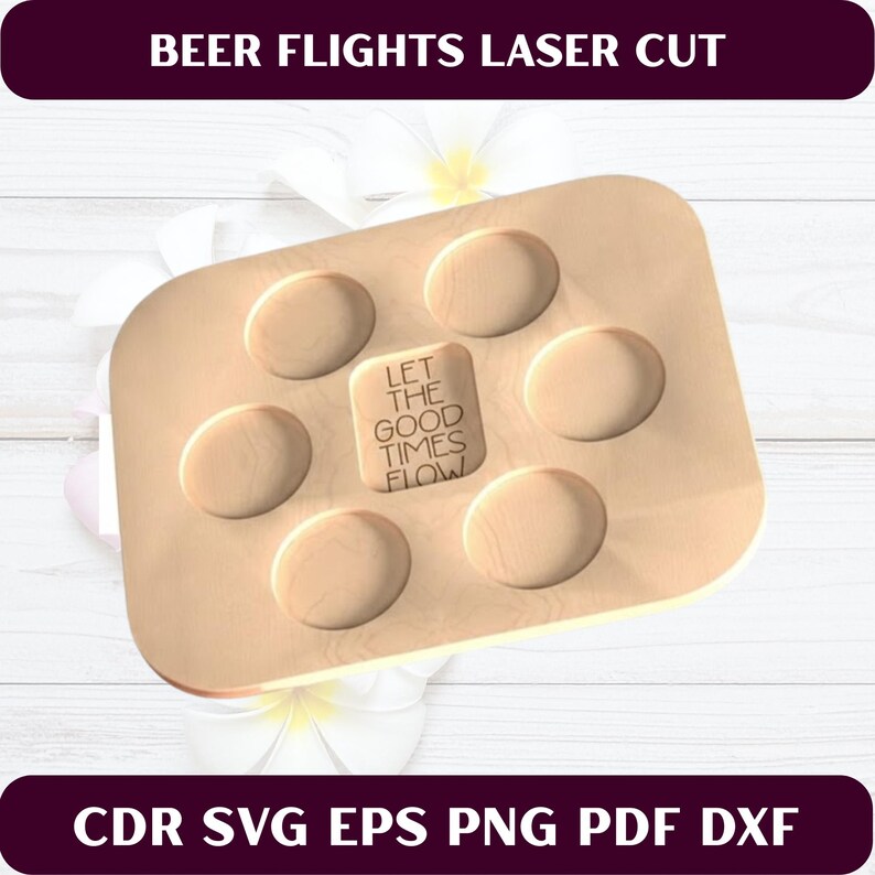 Beer Flight Tray Laser Cut Files, Paddle Board SVG DXF CDR (digital ...