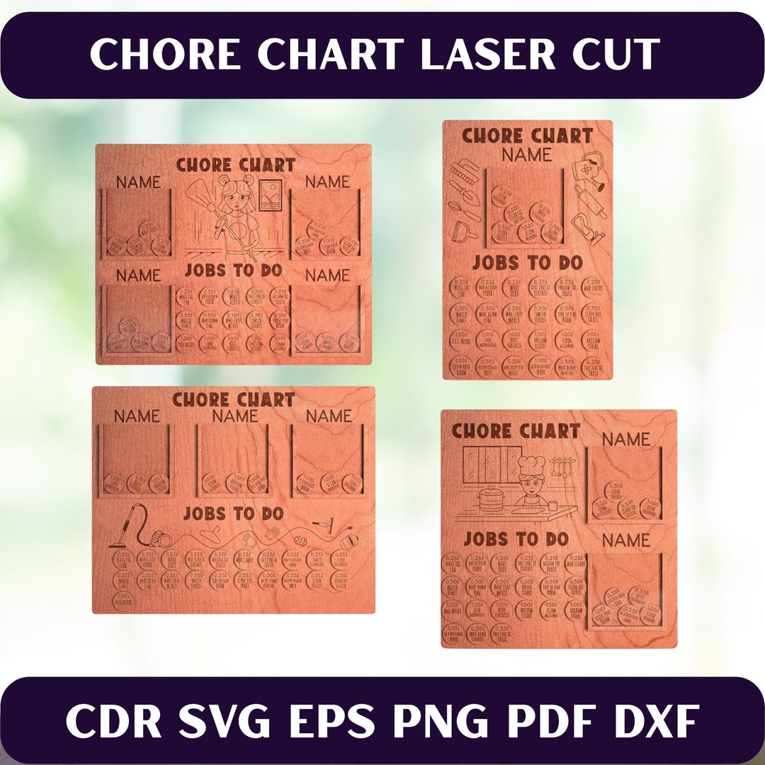 Personalized Kids Chore Chart Laser Cut Files, Family Reward System ...