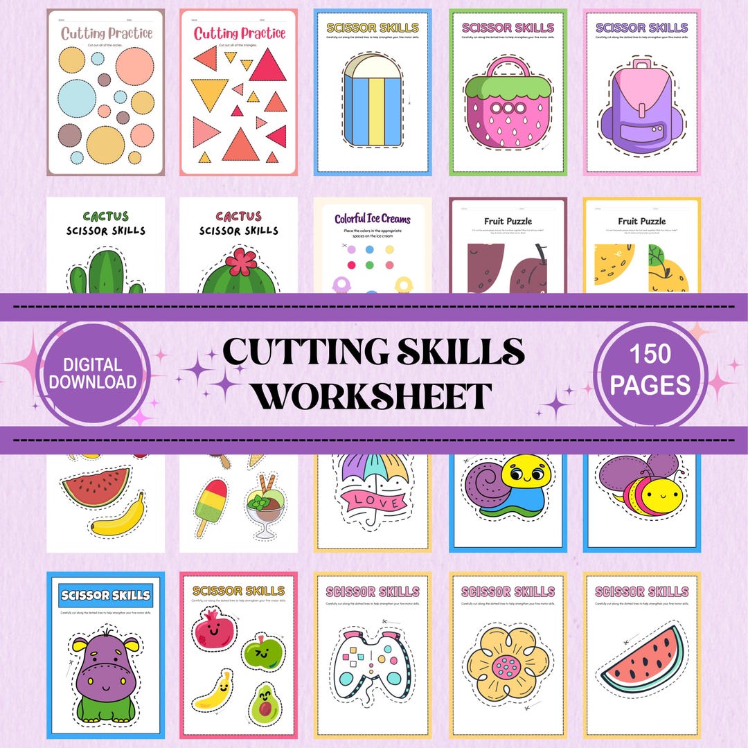 145+ Prek Scissor Skills Printable - Cut and Paste Activity Pages for ...