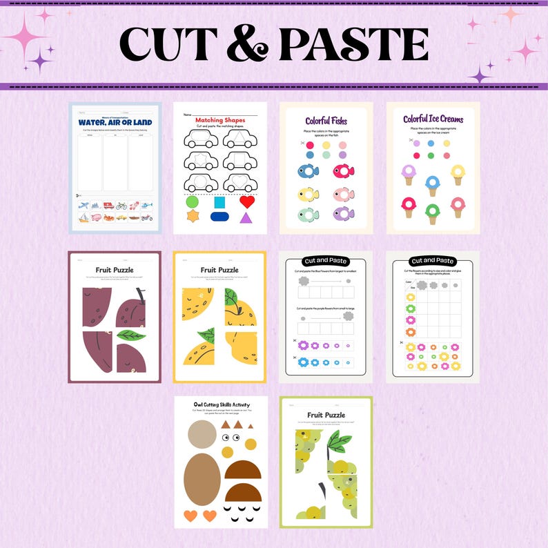 145+ Prek Scissor Skills Printable - Cut and Paste Activity Pages for ...