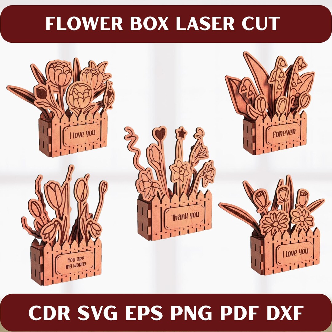 3D Flower Box Laser Cut Files | Sentimental Engraved Wood Basket ...