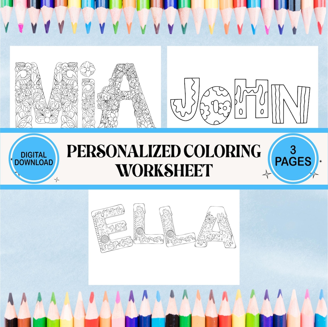 Personalized Name Coloring Pages: 3 Unique Designs (digital Download ...
