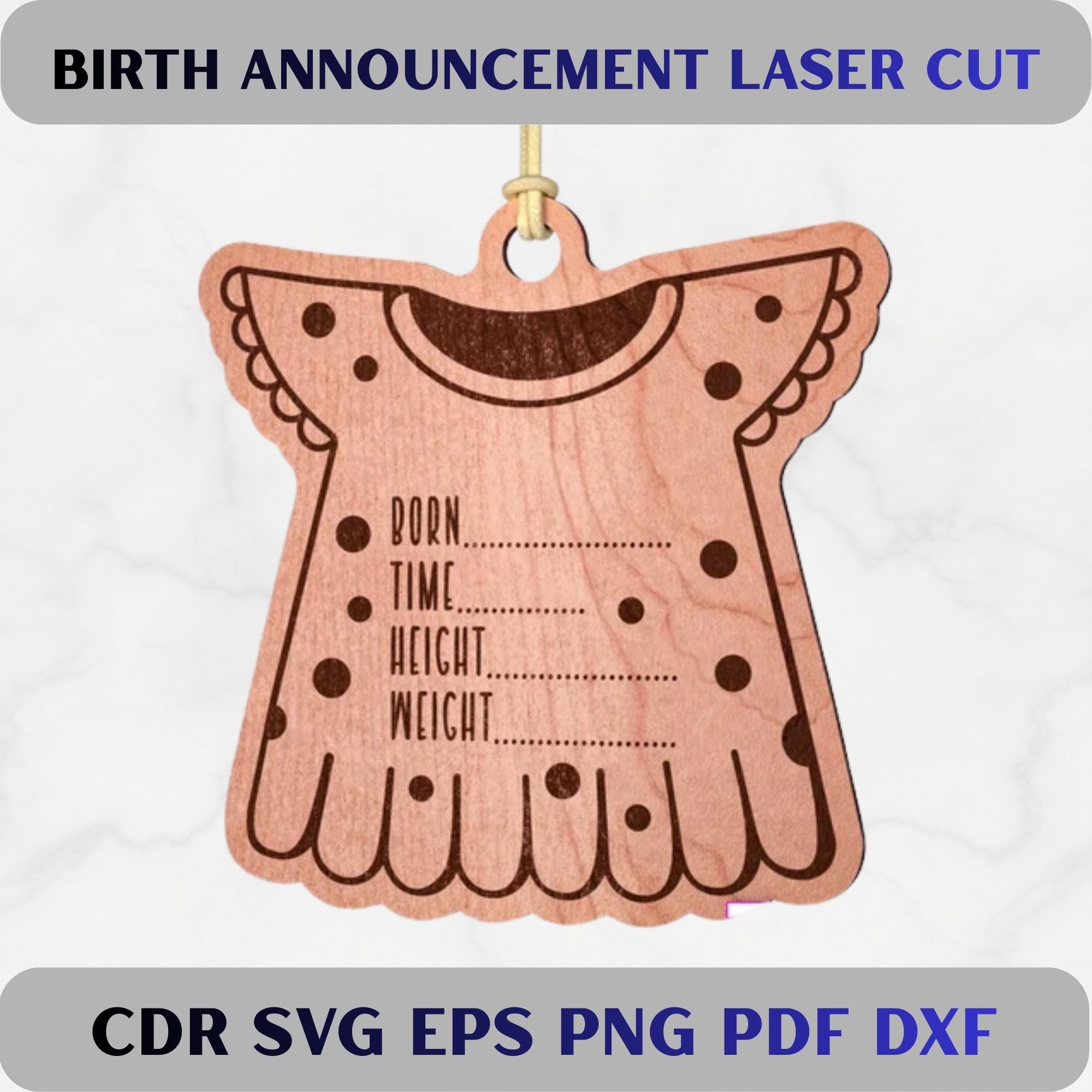 Birth Announcement SVG, Baby Stats Sign DXF, Newborn Hospital Wood Tag ...