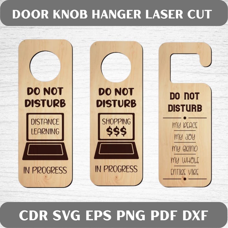 Laser Cut Door Knob Hanger Bundle | Funny, Gamer, Office Signs (SVG DXF ...