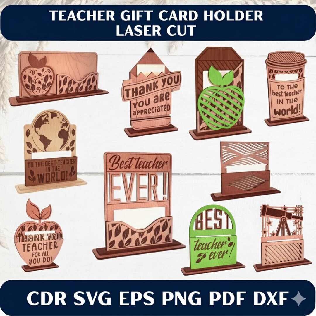 Laser Cut Teacher Gift Card Holder SVG Bundle (digital Download - Etsy