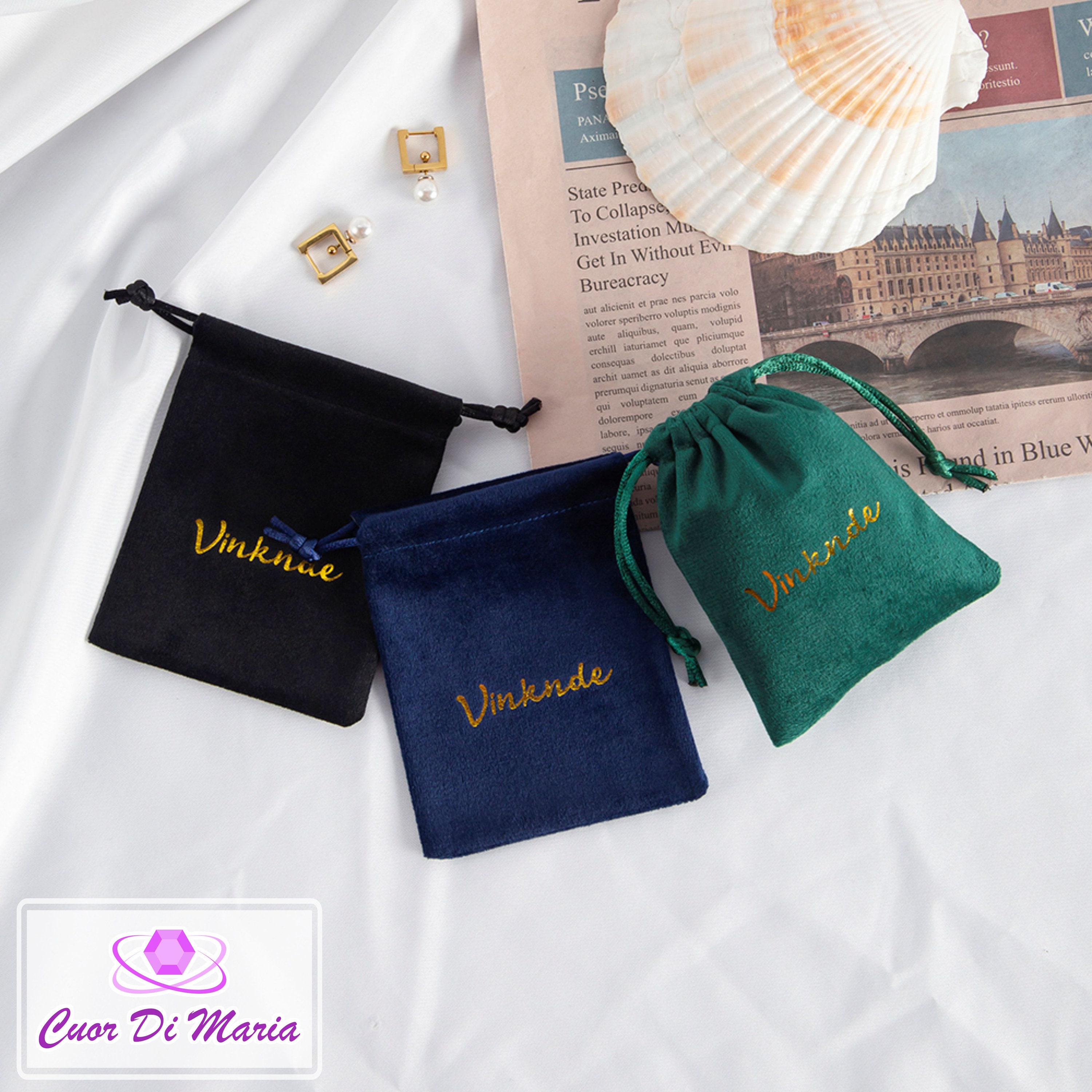 100pcs Personalized Logo Jewelry Drawstring Bags Custom Pouch Jewelry Earrings Packaging Gift ...