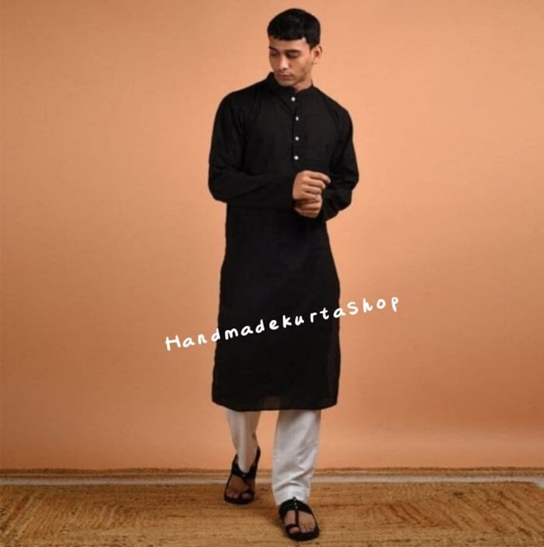 Black Color Kurta for Man Handmade Indian Wedding Outfits, - Etsy