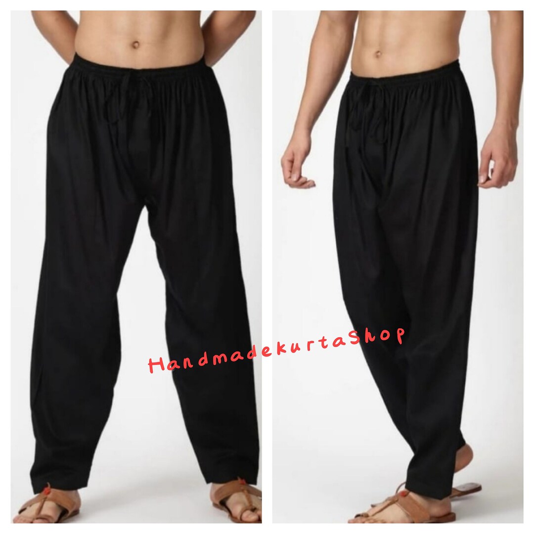 Man Trouser, Indian Pajama, 100%cotton, Fabric Black Color Pajama, Mens ...