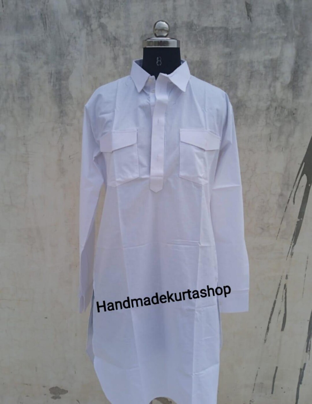 Handmade White Cotton Kurta: Mens Pathani Style Shirt - Etsy