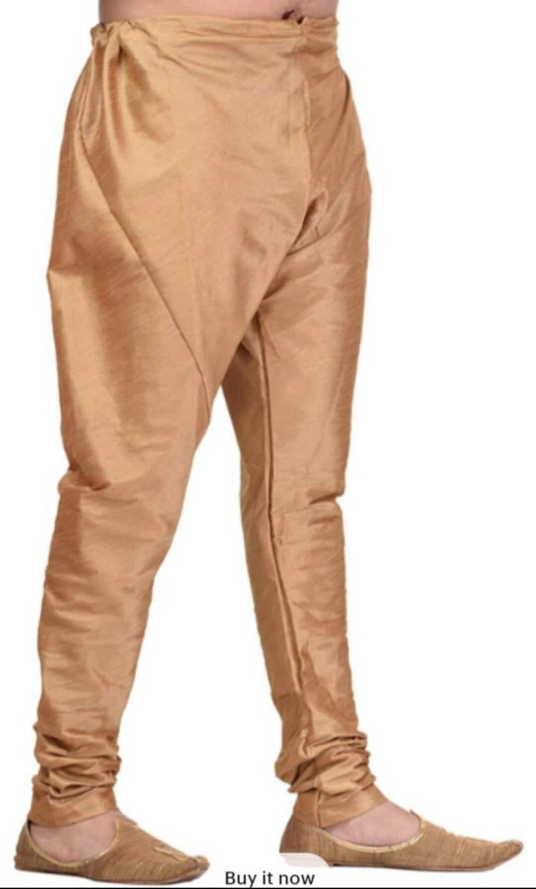 Handmade Raw Silk Chudidar Pajama: Men's Ethnic Trousers - Etsy