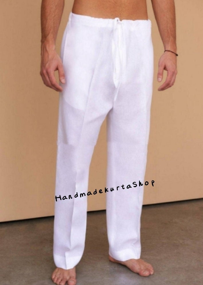 White Cotton Pajama Trousers: Indian Mens Pants - Etsy