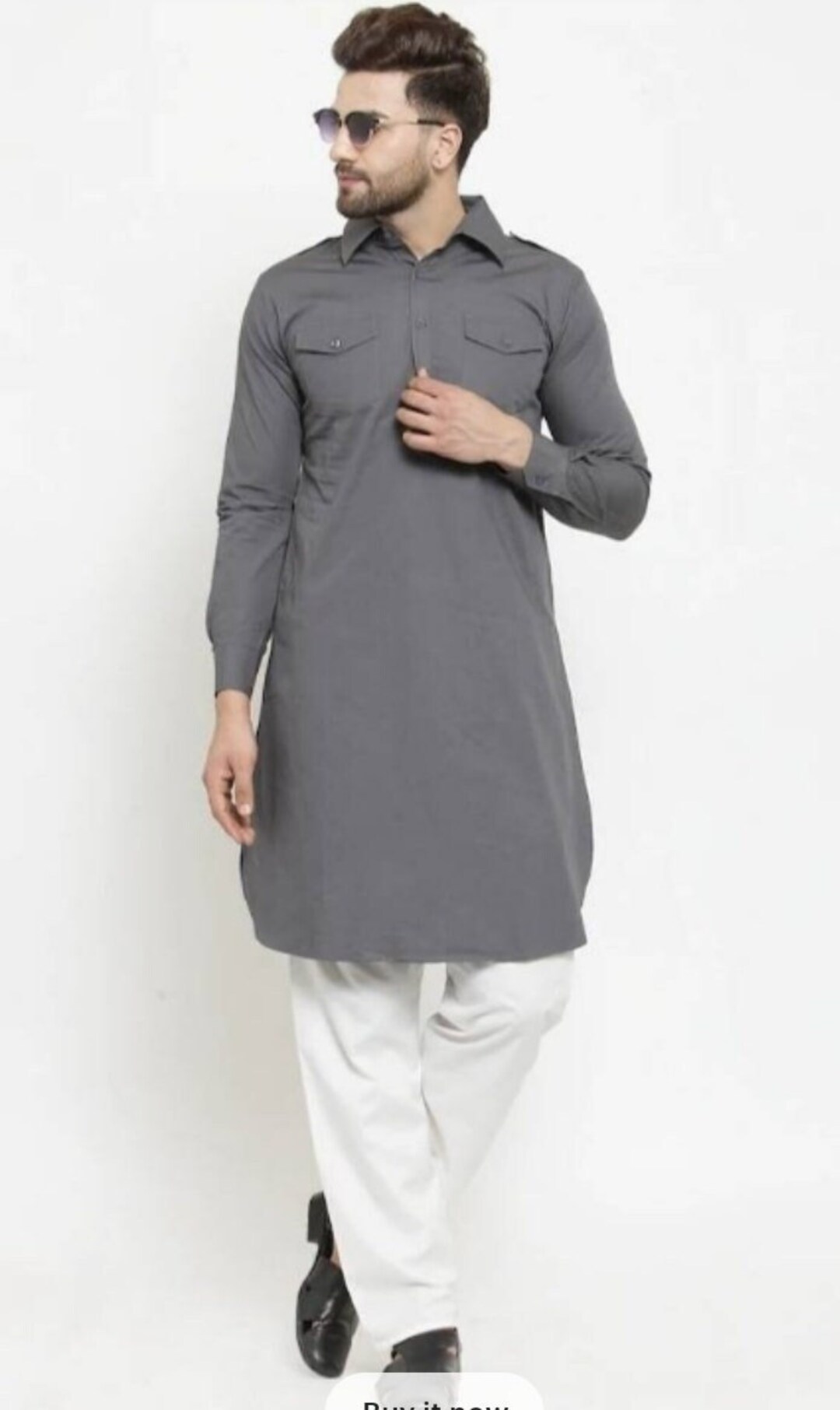 Grey Color Men's Pathani Kurta Cotton Indian Man Outfits, - Etsy