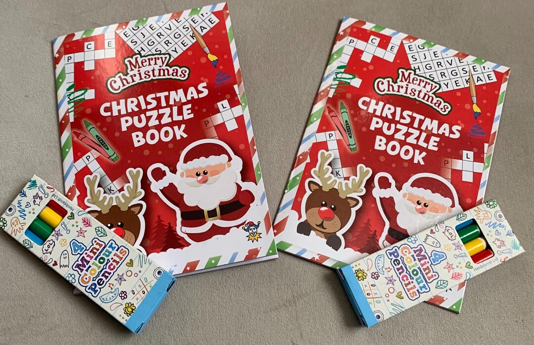 1-100 Set of Kids Christmas A6 Colouring Puzzle Book With a Set of 4 ...
