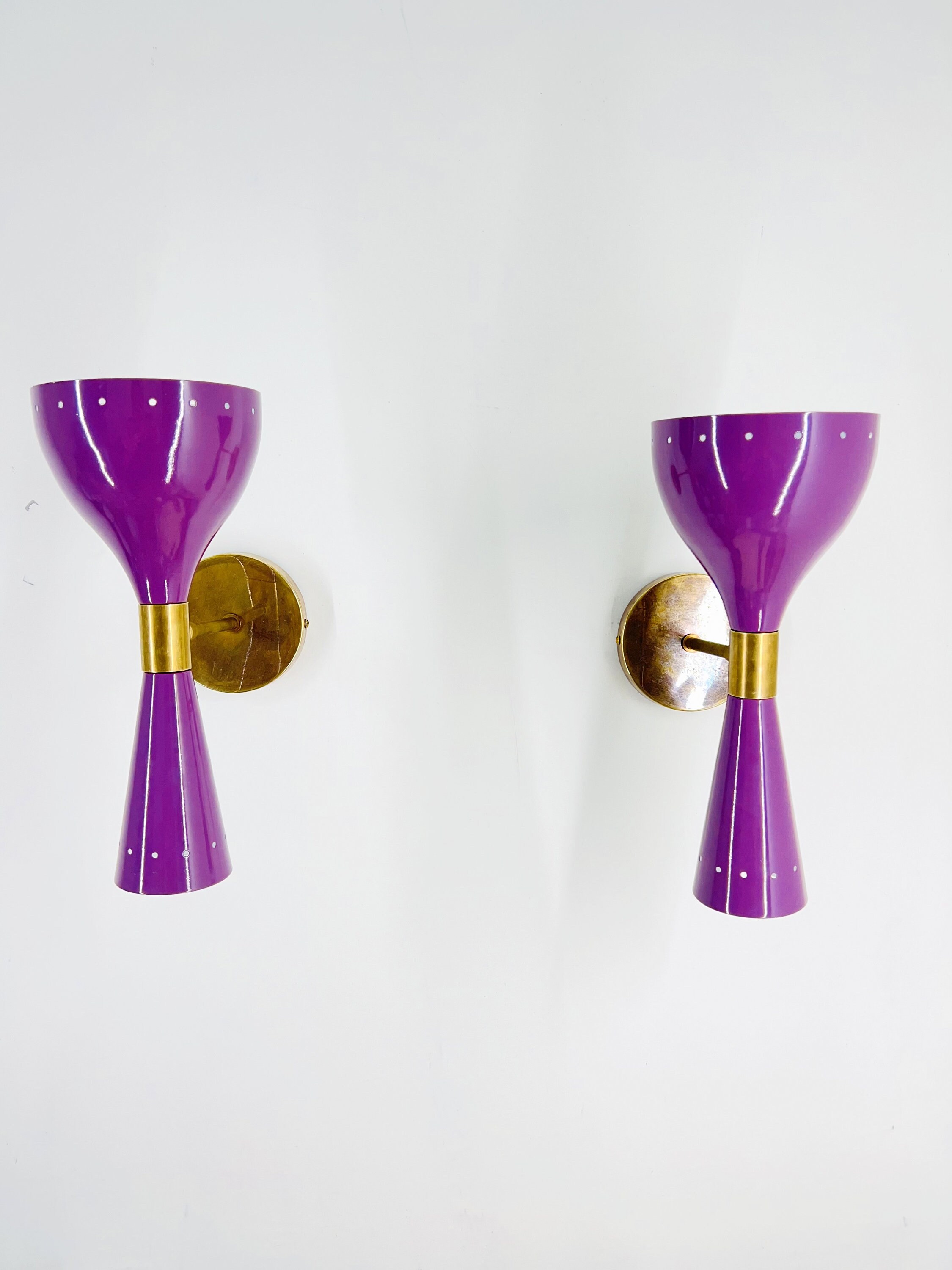 Pair of Purple Wall Sconce Pair, Mid Century Italian Wall Sconce ...