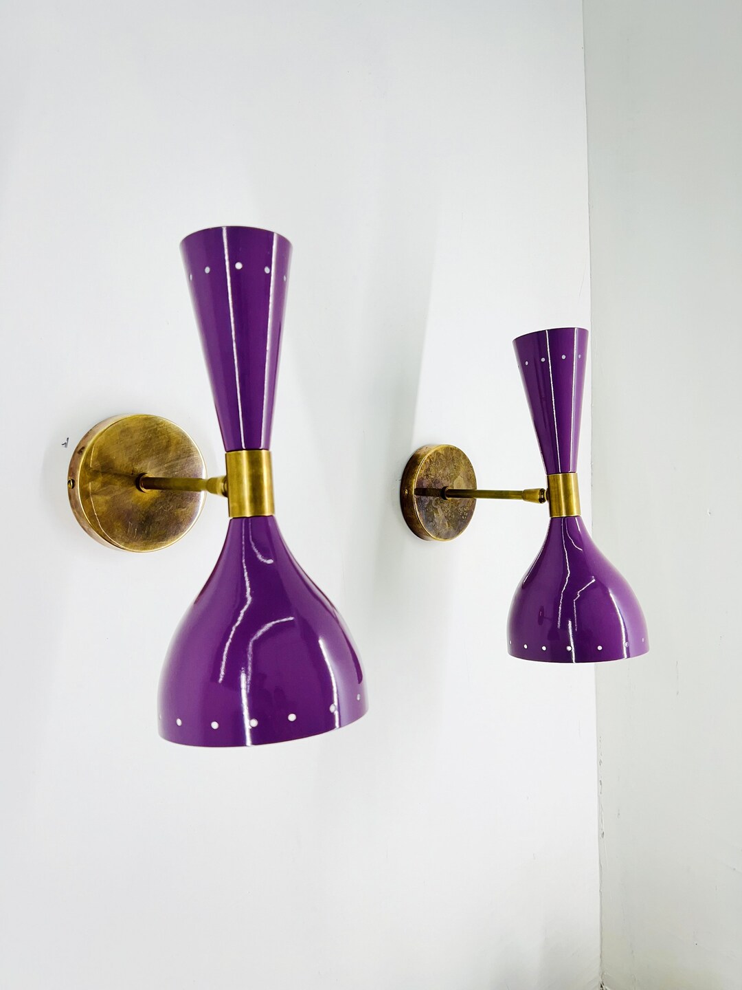 Pair of Purple Wall Sconce Pair, Mid Century Italian Wall Sconce ...